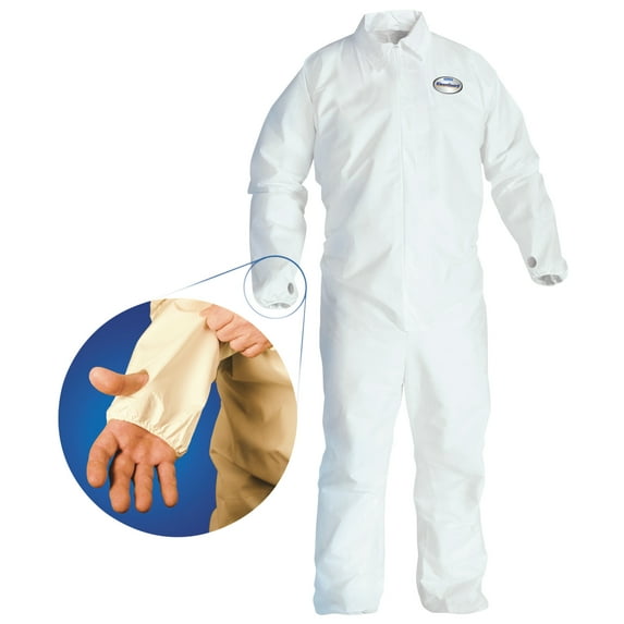 KleenGuard* A40 Breathable Back Coverall with Thumb Hole, White/Blue ...