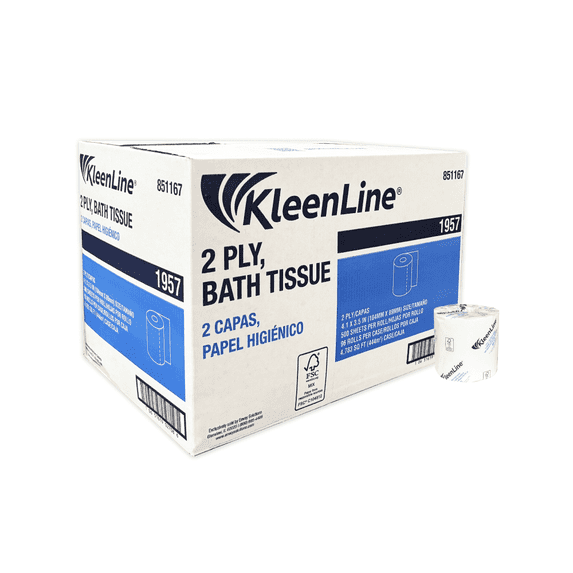 KleenLine White 2-Ply Bath Tissue FSC Embossed T/T 1957 96 Rolls/Case ...
