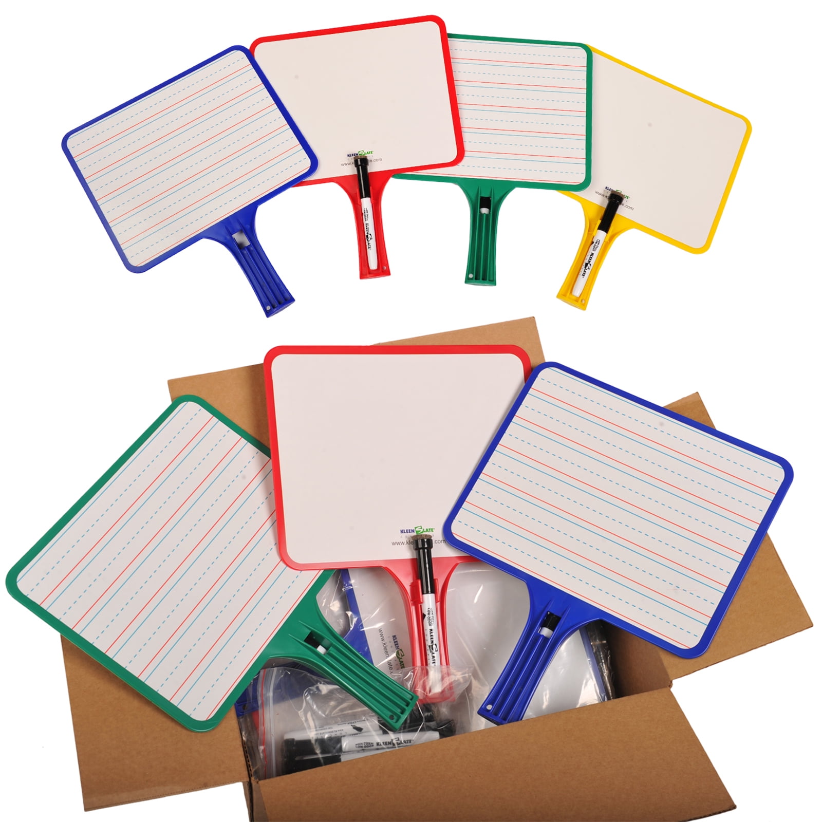 KleenSlate Blank/Lined 2-Sided Rectangular Dry Erase Paddles with ...