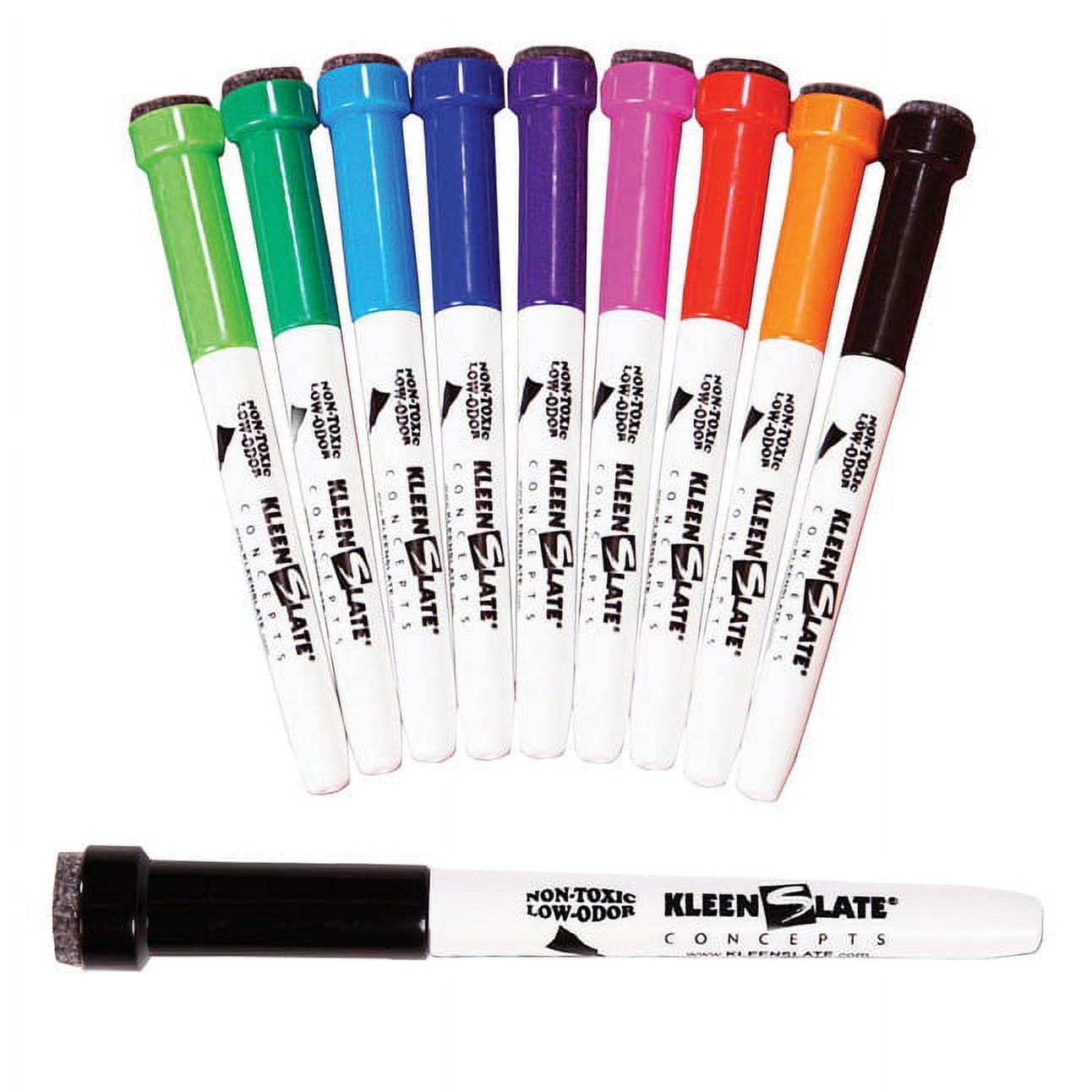 KleenSlate Dry Erase Student Markers with Erasers, Fine Point, Assorted ...