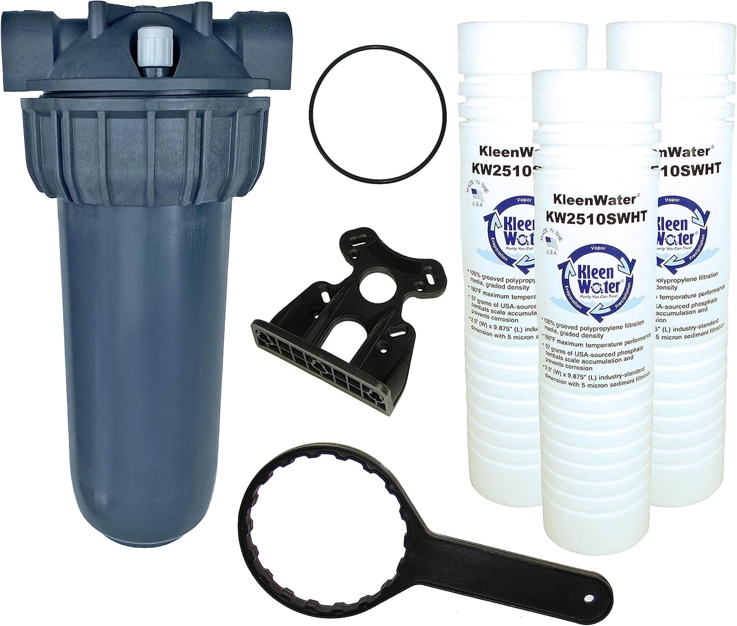 KleenWater Hot Water Filter (1), Mounting Bracket (1), 5 Micron High ...