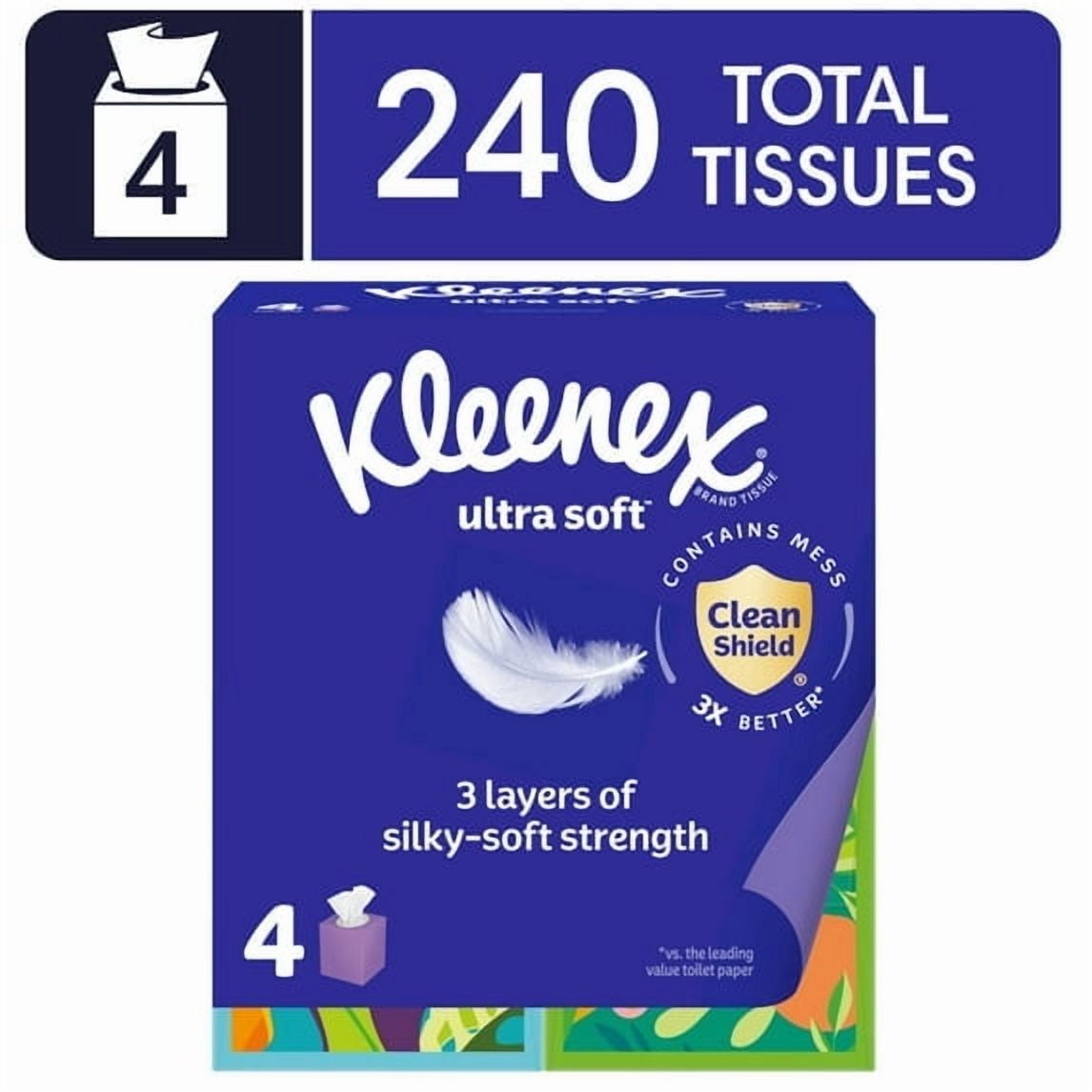 Kleenax Ultra Soft Facial Tissues, 4 Cube Boxes, 60 Tissues per Box, 3 ...