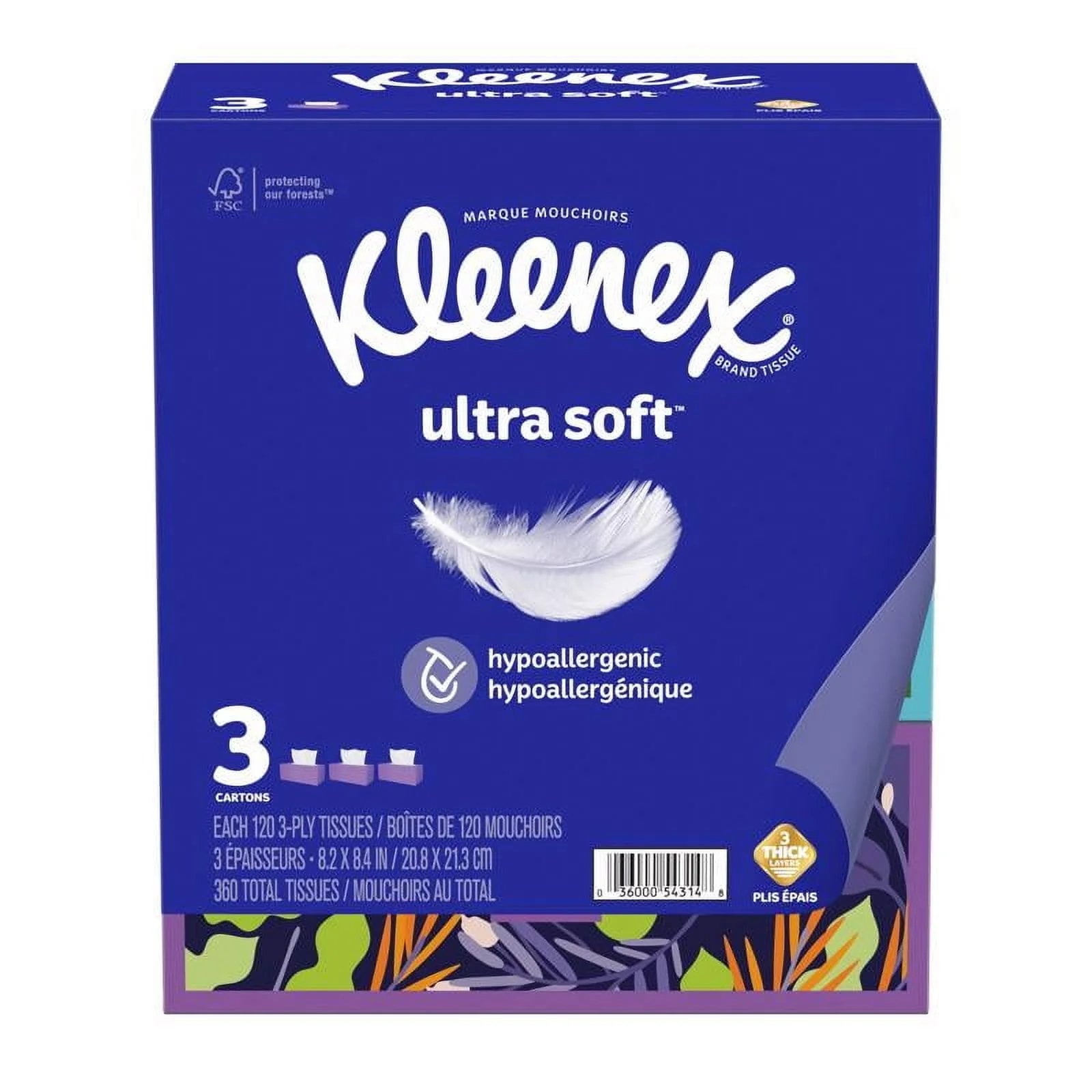 Kleenex Ultra Soft Facial Tissue, 3-Ply, 120 Count - Bundle Pack of 8 Boxes - Walmart.com