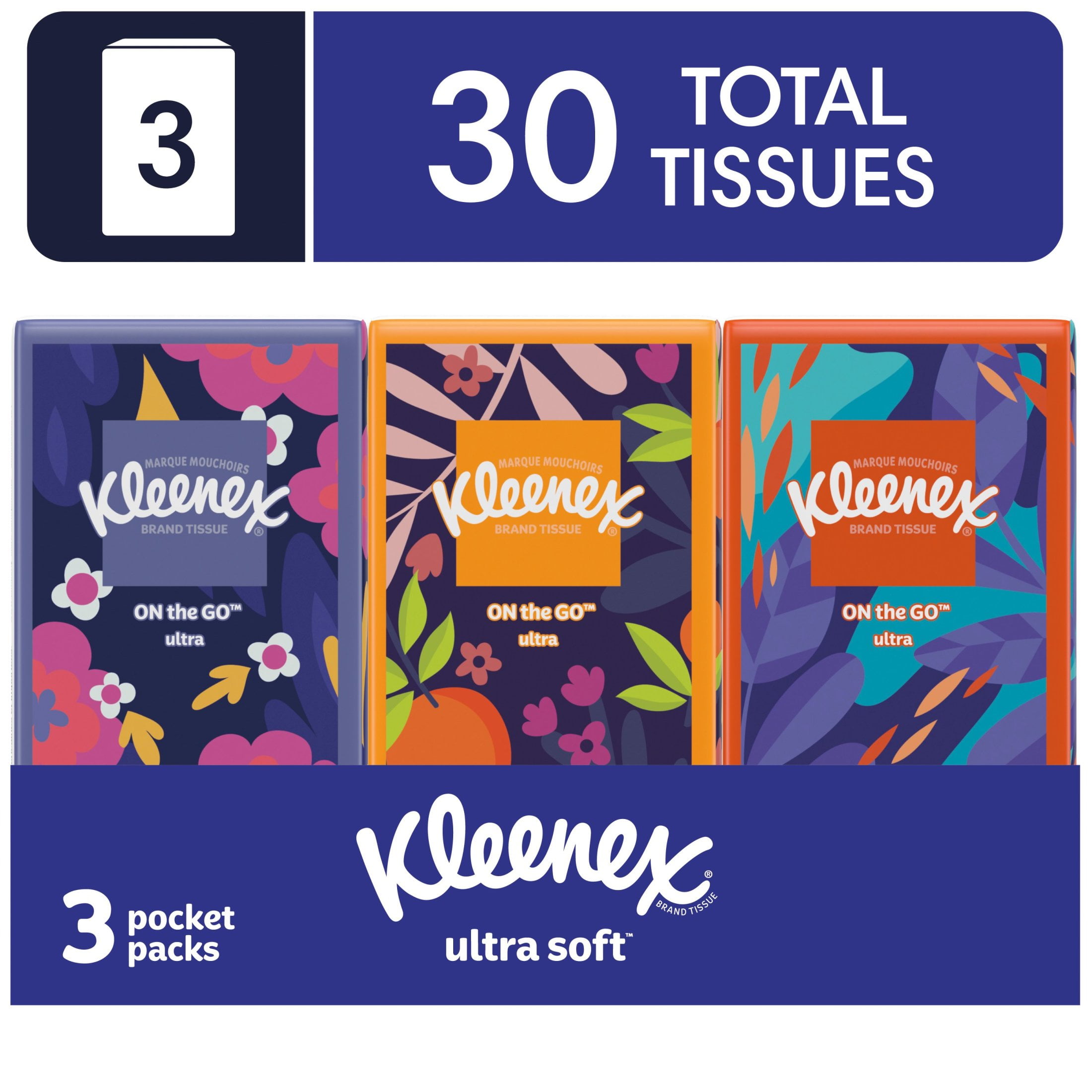 Kleenex On-the-Go Small Purse Size Facial Tissues, 3 Multipack ...