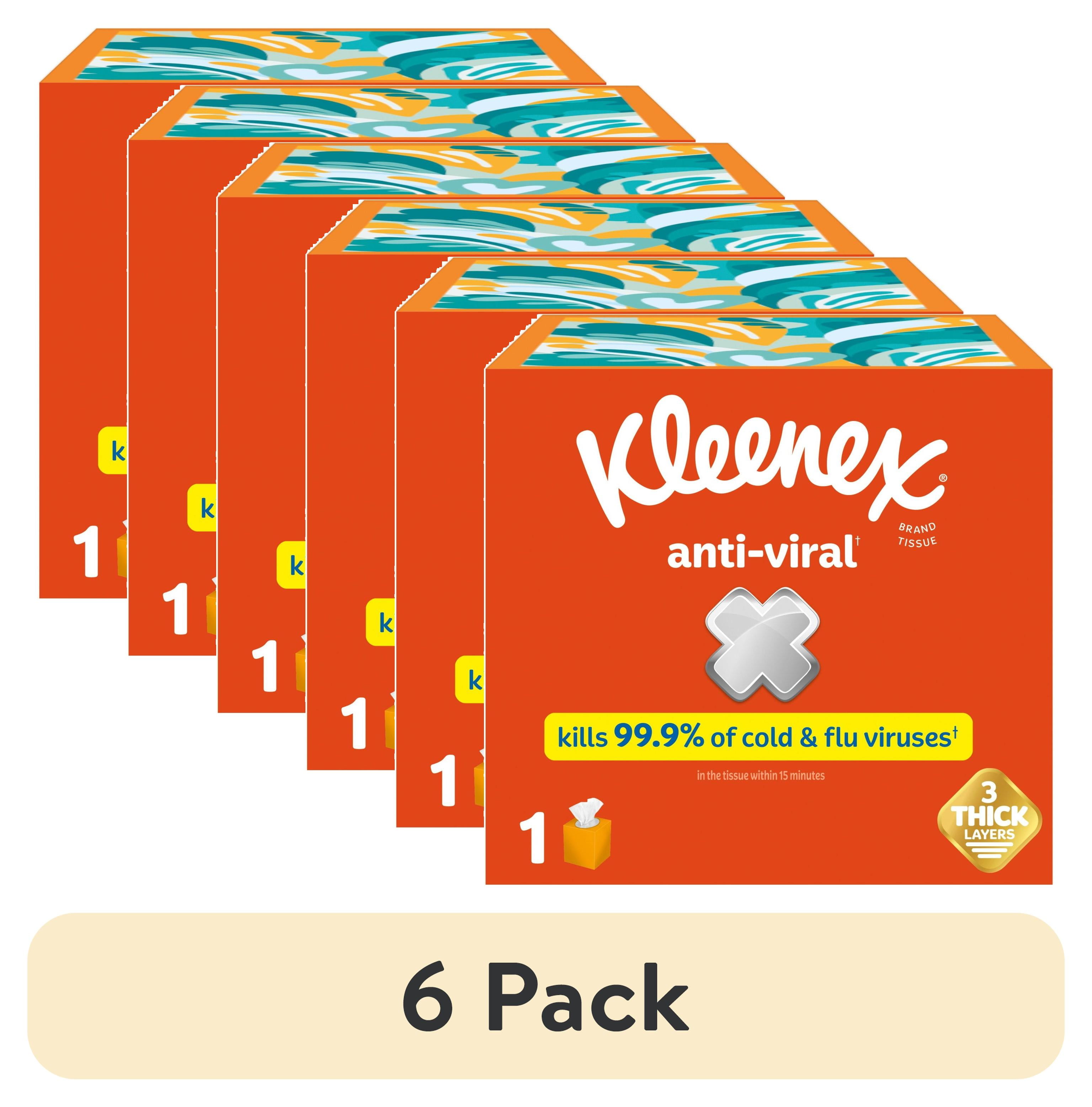 (6 pack) Kleenex Anti-Viral Facial Tissues, 1 Cube Box, 55 Tissues per ...