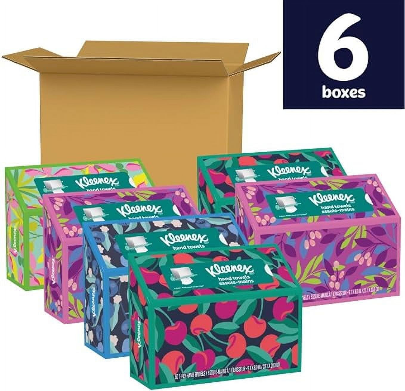 Kleenex Disposable Paper Hand Towels for Bathroom, 6 Boxes, 60 Tissues per Box (360 Total), Lint ...