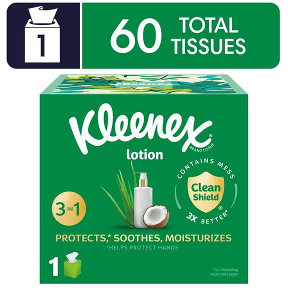 Lotion Facial Tissues with Coconut Oil, 4 Cube Boxes, 60 Tissues Per ...