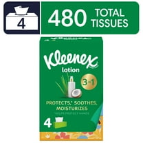 (3 pack) Kleenex Lotion Facial Tissues with Coconut Oil, 4 Flat Boxes, 120 Tissues Per Box, 3 ...