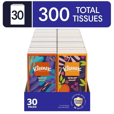 Kleenex On-The-Go 3-Ply Facial Tissues, 72 Mini Packs, 10 Tissues Each ...