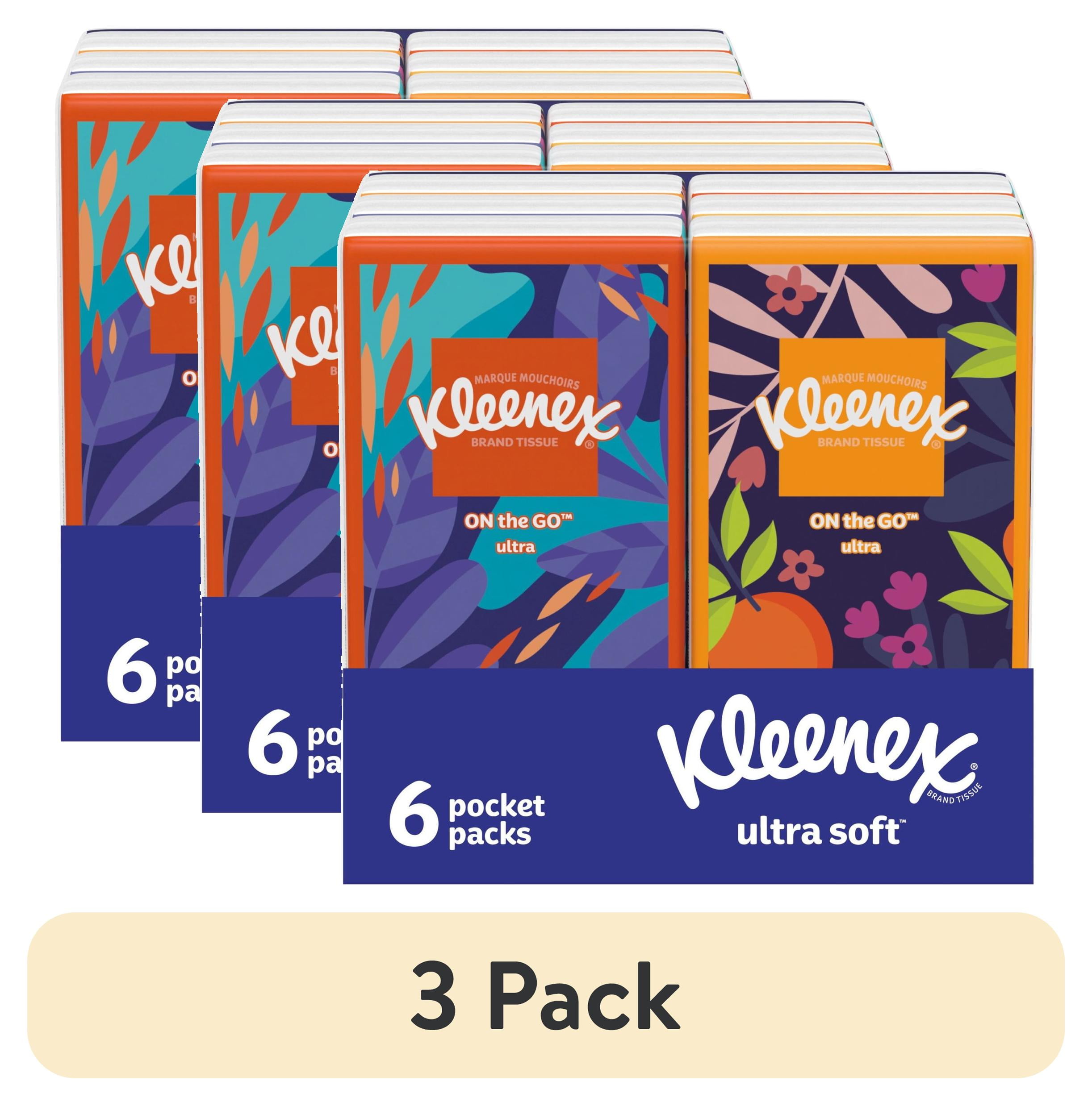 (3 pack) Kleenex On-The-Go Facial Tissues, 6 On-The-Go Packs, 10 Tissues per Pack, 3-Ply ...