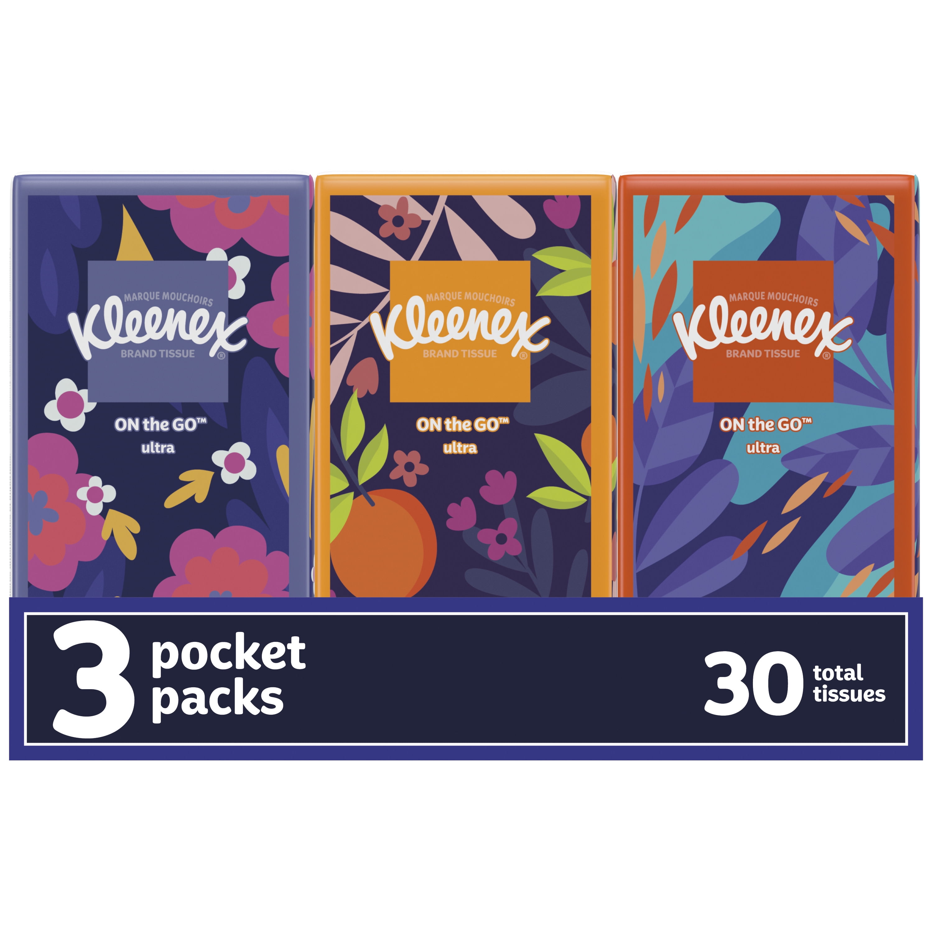 Kleenex On-the-Go Facial Tissues, 3 On-the-Go Packs - Walmart.com