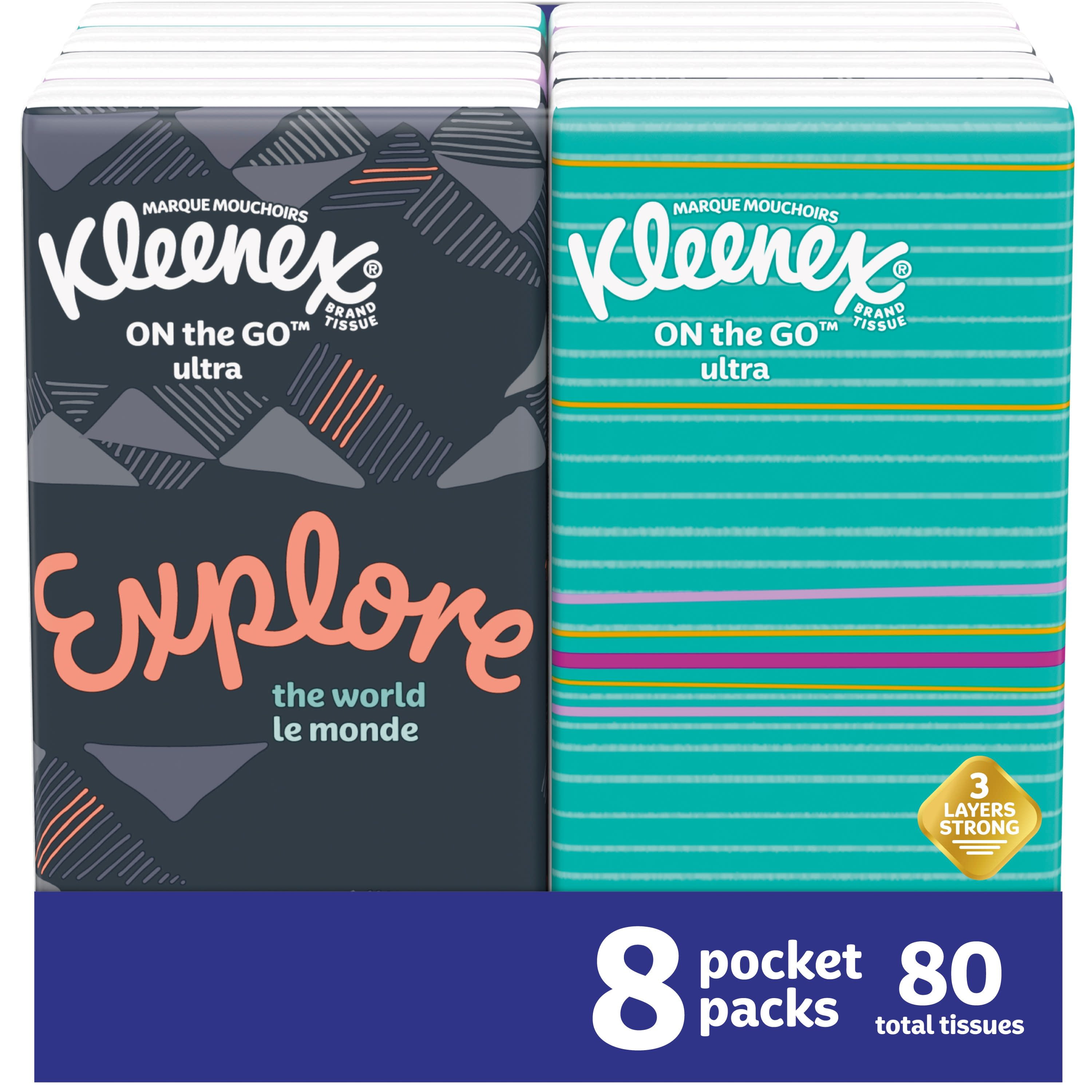 Kleenex On-the-Go Facial Tissues, 8 Packs (80 Total Tissues) - Walmart.com