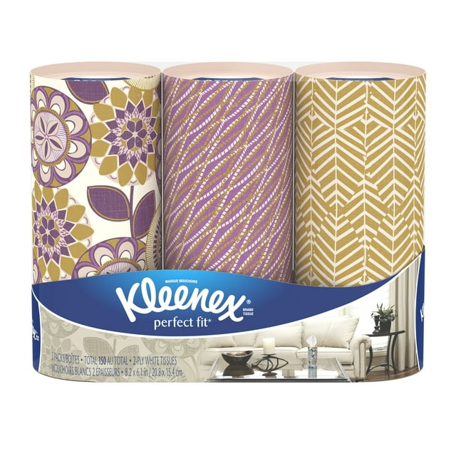 Kleenex Perfect Fit Facial Tissue, 3 Pack Tubes for Small Spaces ...