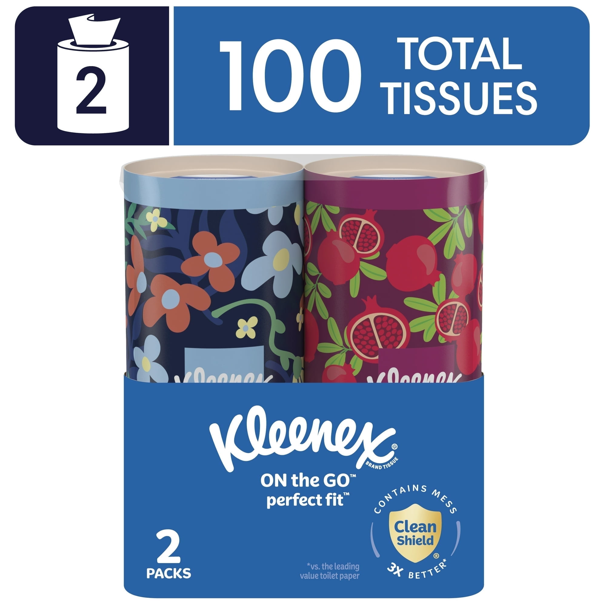 Kleenex Perfect Fit Facial Tissues, 2 Canister Boxes, 50 Tissues per ...