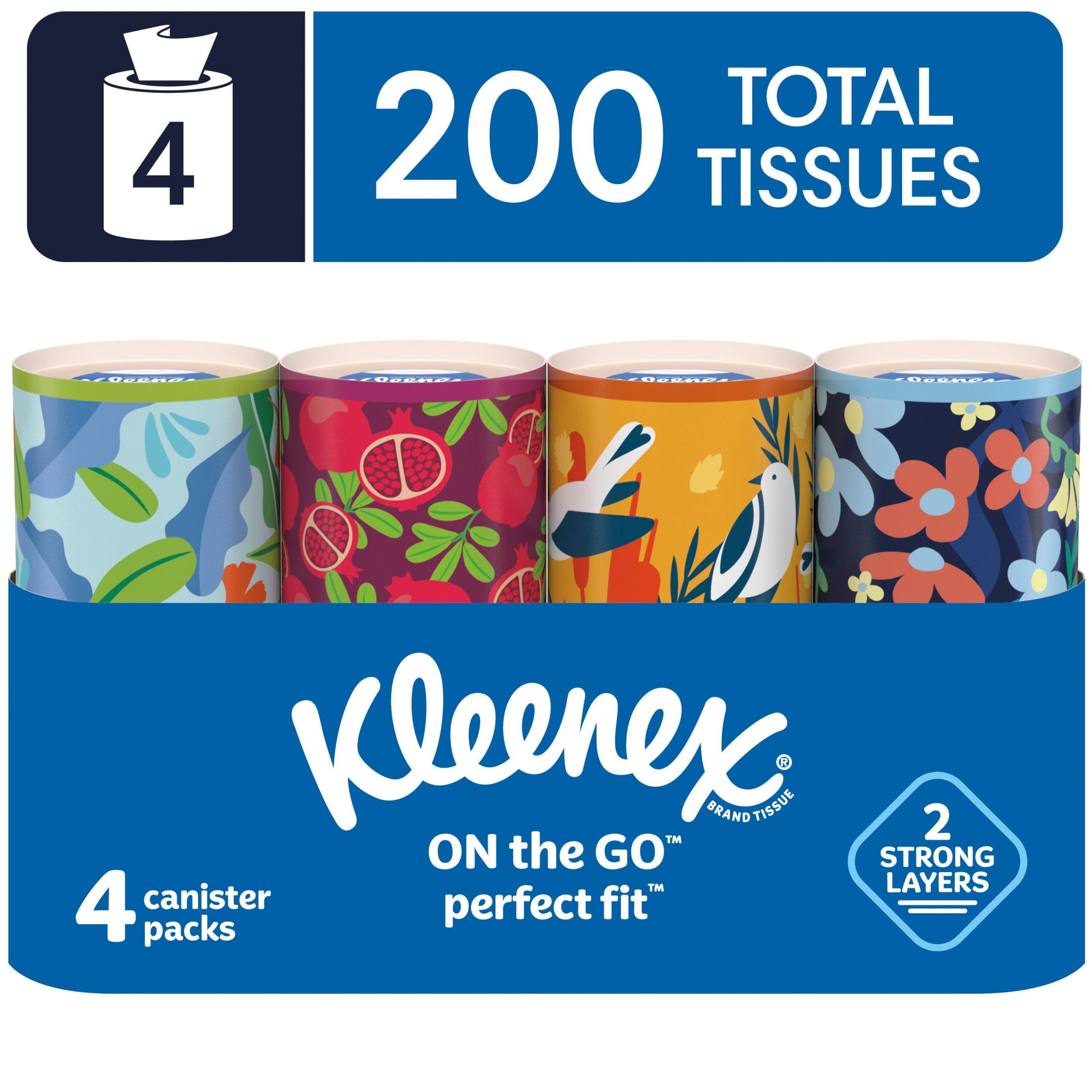 Kleenex Perfect Fit, 2-Ply Facial Tissues, 200 Total in 4 Canister ...