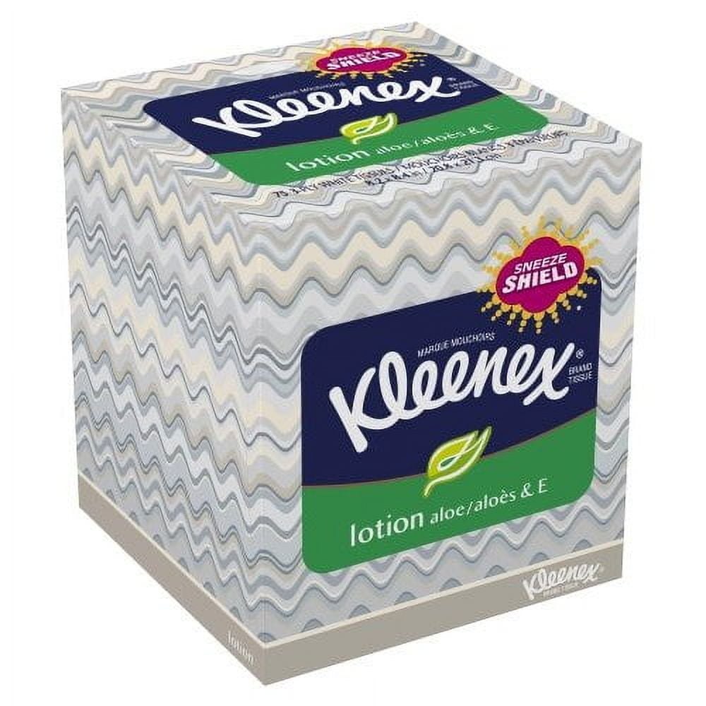 Kleenex Soothing Lotion Facial Tissues, 1 Cube Box (75 Total Tissues ...