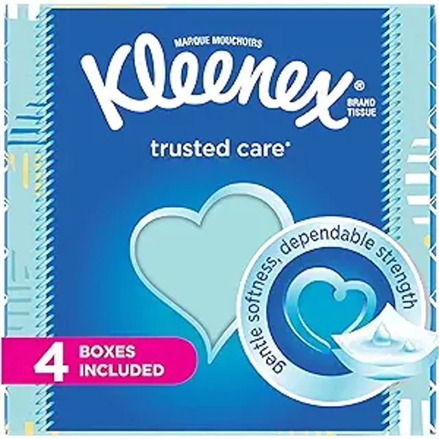 Kleenex Trusted Care Everyday Facial Tissues, Cube Box, 55 Tissues per ...