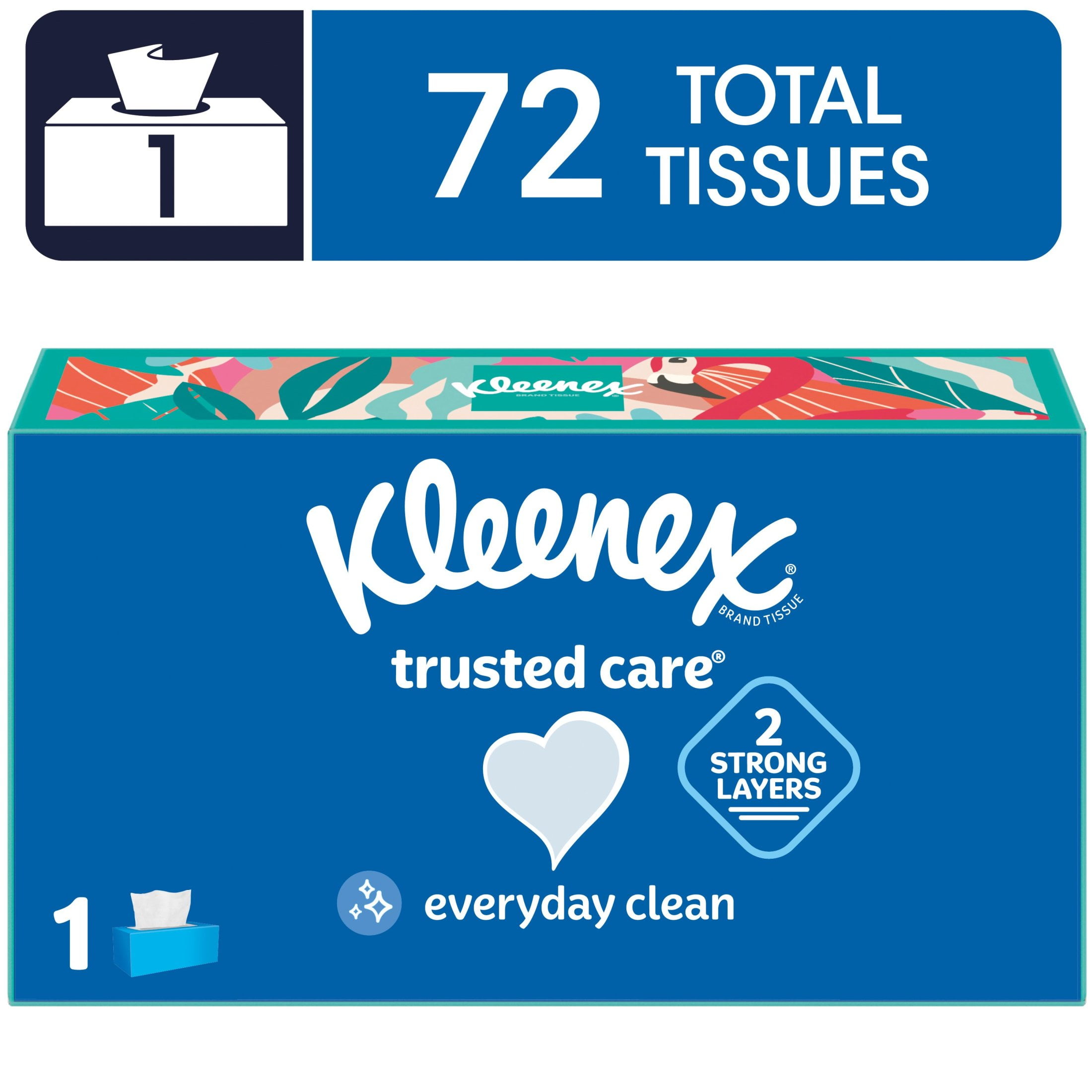 Kleenex Trusted Care Single Flat Box Facial Tissues, 2-Ply, 72 Count ...