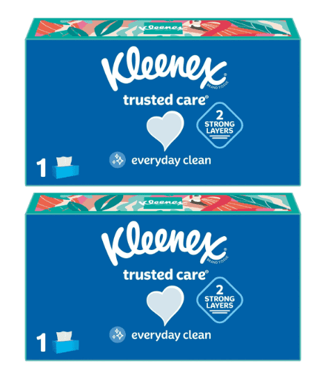 Kleenex Trusted Care Facial Tissues, 72 Tissues per Box, 2-Ply, 2 Flat ...