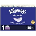 Kleenex Ultra Soft 3-Ply Facial Tissues, 1 Flat Box with 110 White ...