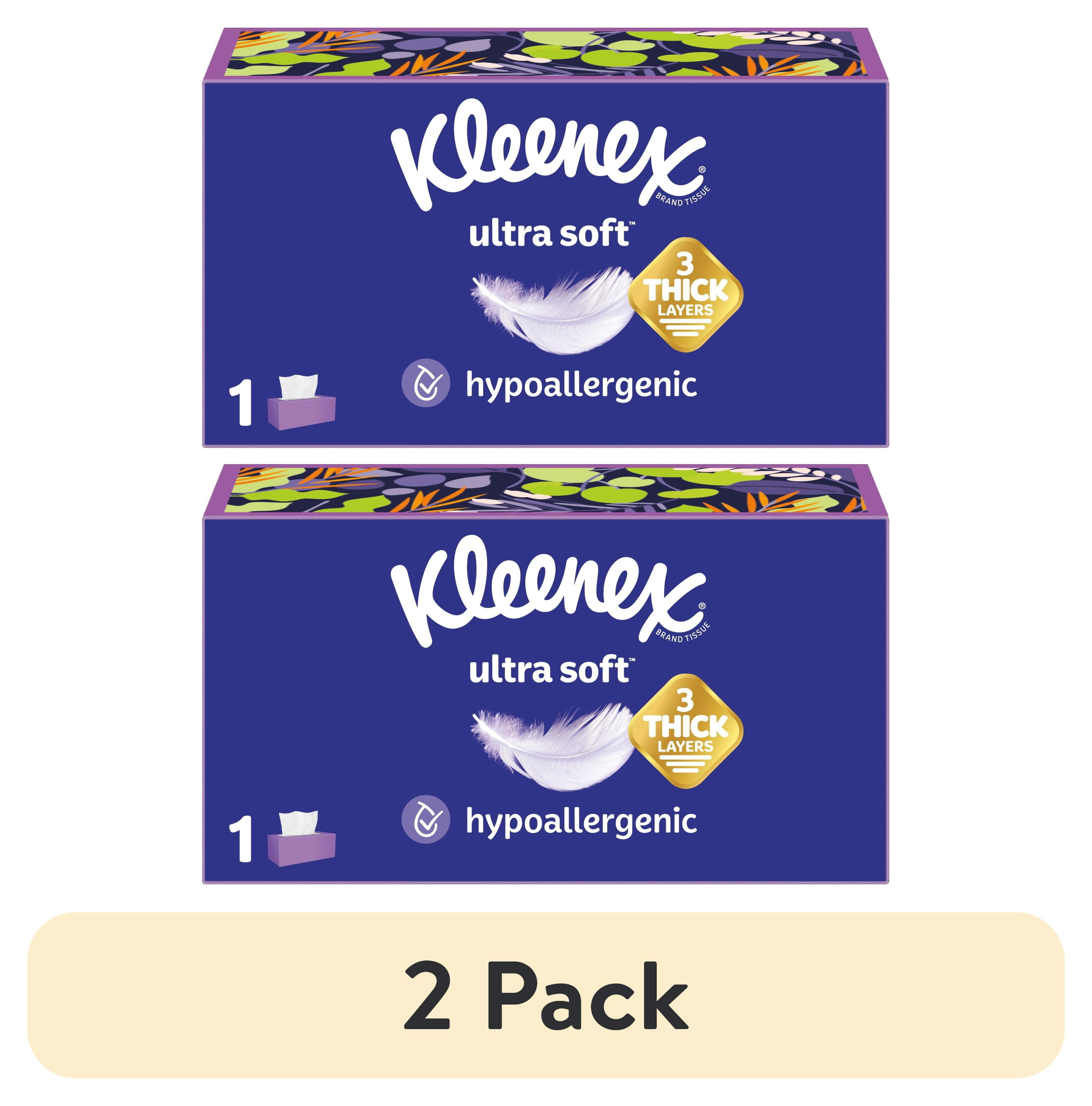 (2 pack) Kleenex Ultra Soft Facial Tissues, 1 Flat Box, 120 Tissues per Box, 3-Ply - Walmart.com