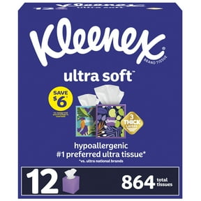 Kleenex Ultra Soft 3-Ply Tissues, Everyday Use, 1 Flat Box, 120 Count ...
