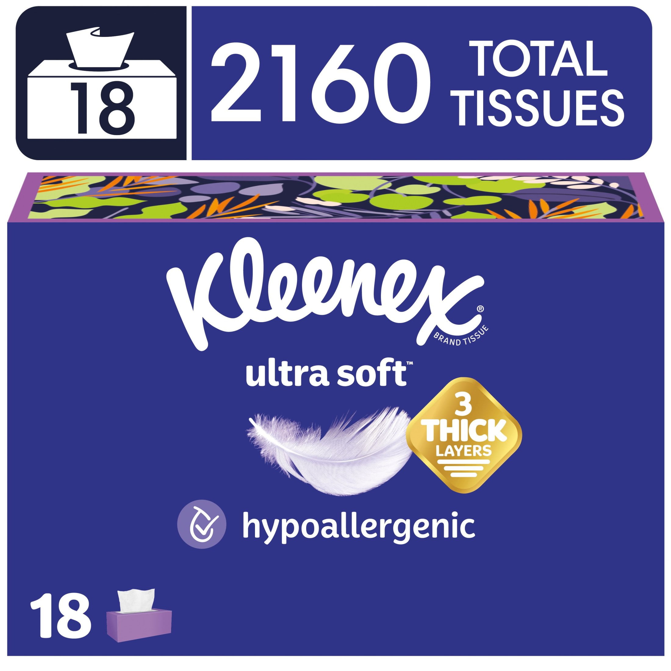 Kleenex Ultra Soft Facial Tissues, 18 Flat Boxes, 120 Tissues per Box ...