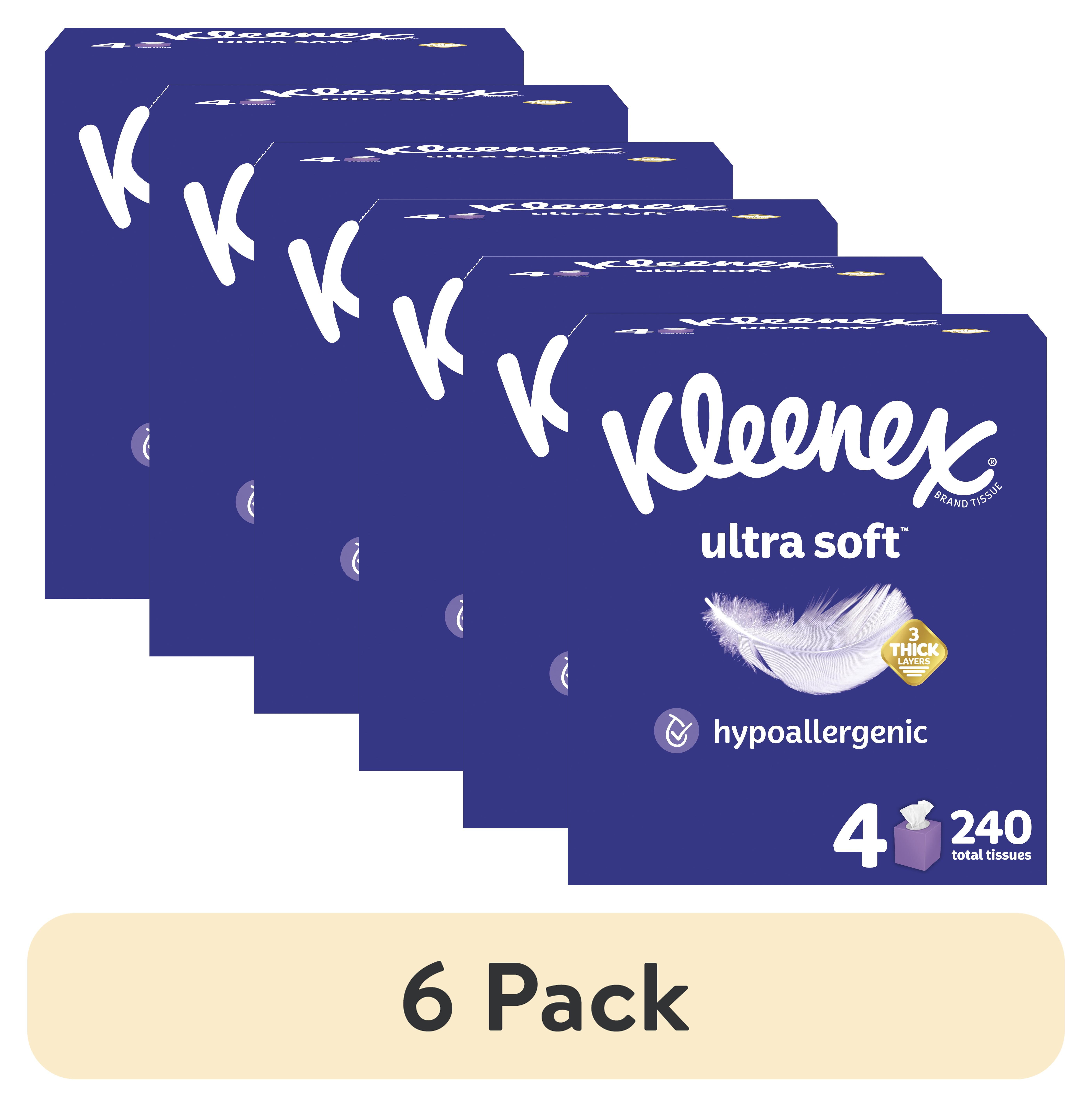 (24 pack) Kleenex Ultra Soft Facial Tissues, 4 Cube Boxes, 60 Tissues ...