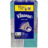 Kleenex Ultra Soft Facial Tissues, 3-Ply, Cube Boxes, 12-Pack, 65 ...