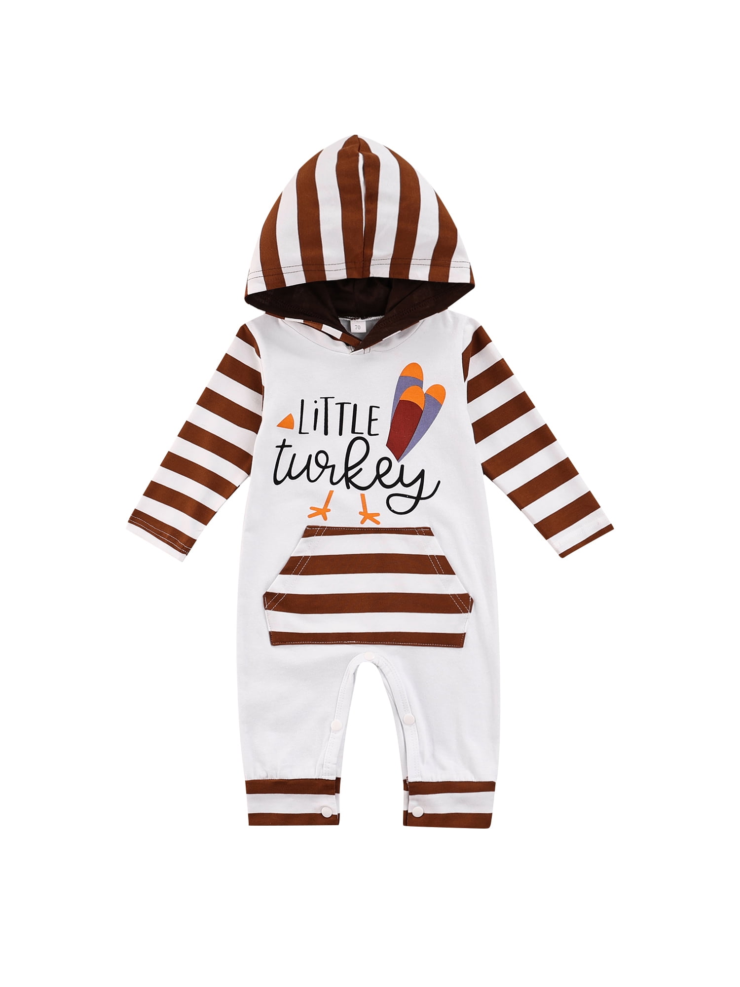 Kleidungly Newborn Baby Boy Girl Thanksgiving Outfit Little Turkey Romper Long Sleeve Hoodie ...