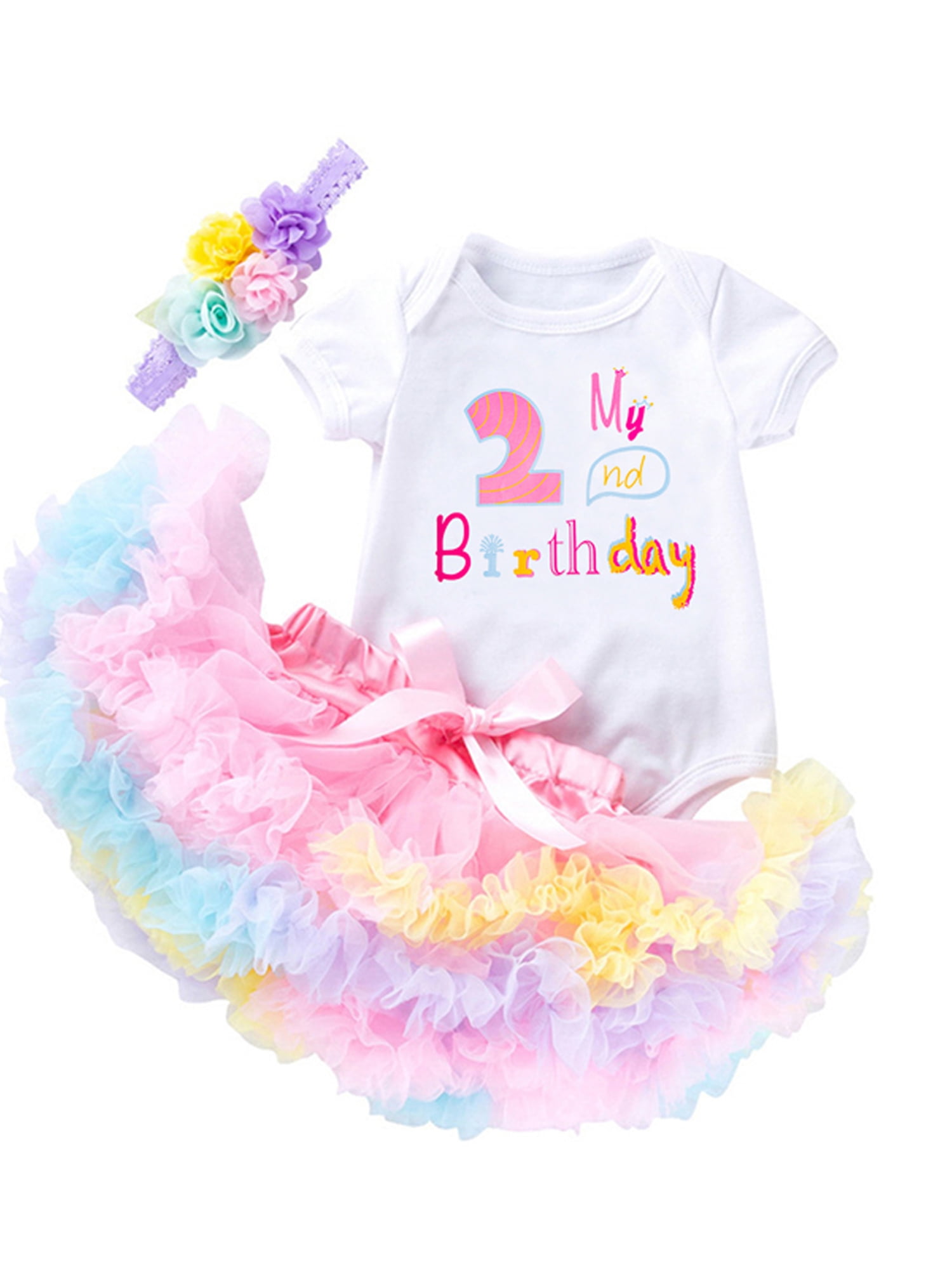 Kleidungly Newborn Baby Girl My 1st/ 2nd Birthday Outfits Letter Short ...