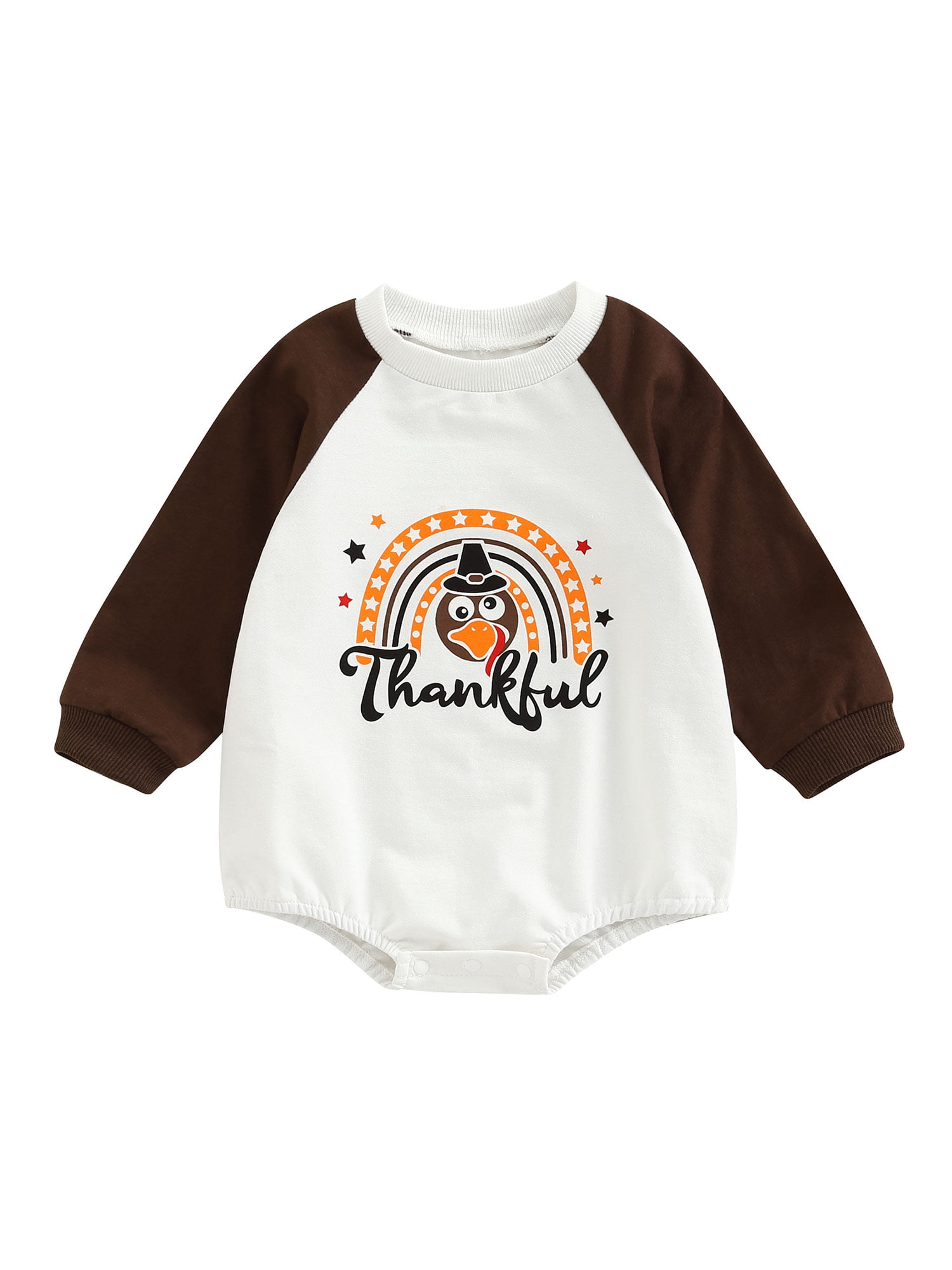 Kleidungly Thanksgiving Newborn Baby Boy Girl Clothes Turkey Romper Long Sleeve Oversized ...