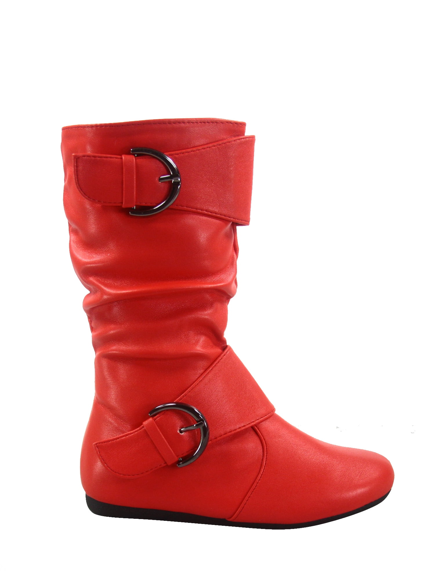 Klein-80k Girls Kid's Causal Round Toe Flat Heel Buckles Zipper Slouchy ...