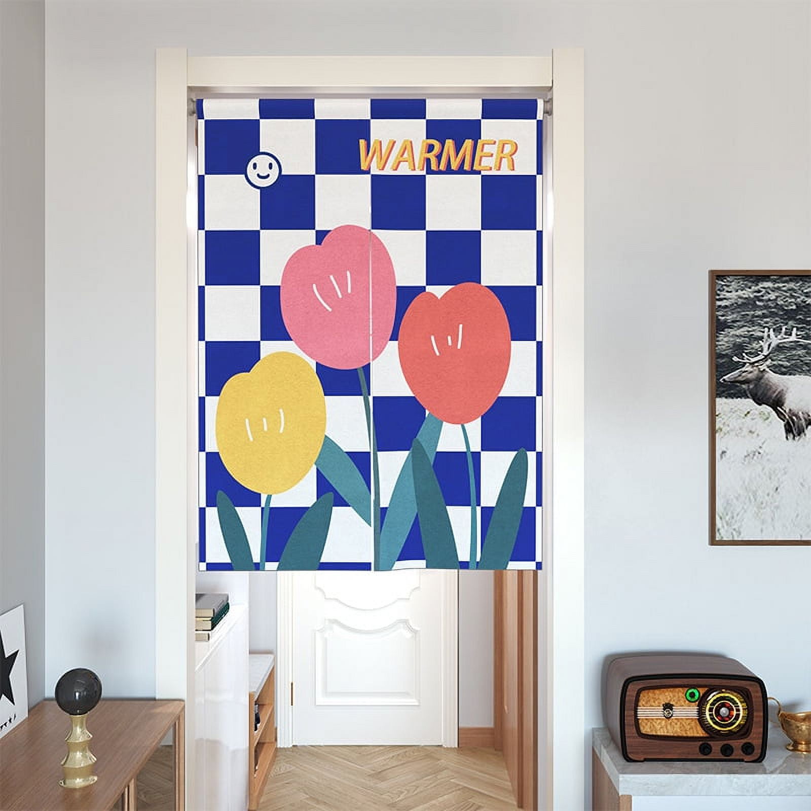 Klein Blue Pattern Doorway Curtain Polyester Breathable Soft Non ...
