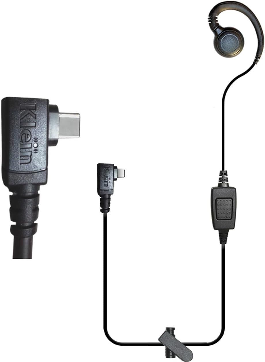 Klein Electronics Push to talk USB-C earpiece with PTT button, over-ear ...