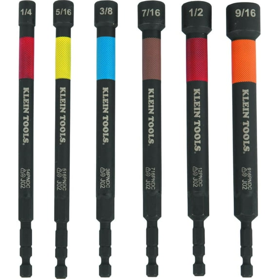 Klein Tools 32930 SAE Magnetic Impact Nut Setter Set, 6-Piece Color ...