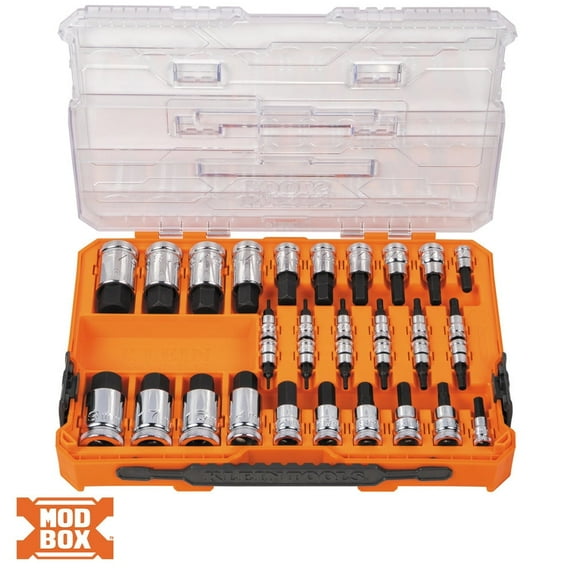 Klein Tools 65233HEX Knurled Hex Bit Socket Set, SAE and Metric, 33 Pc ...