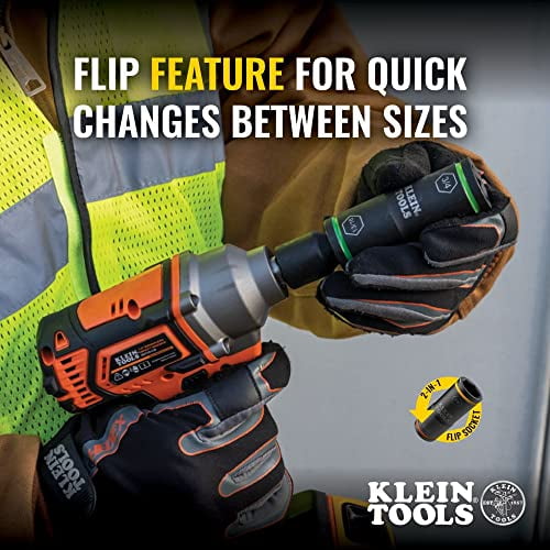 Klein Tools 66070 Impact Socket Set, Impact Driver Flip Socket, Five ...