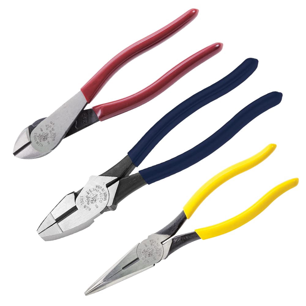 Klein Tools 80020 Plier Set, Made in USA, Lineman's Pliers, Diagonal ...