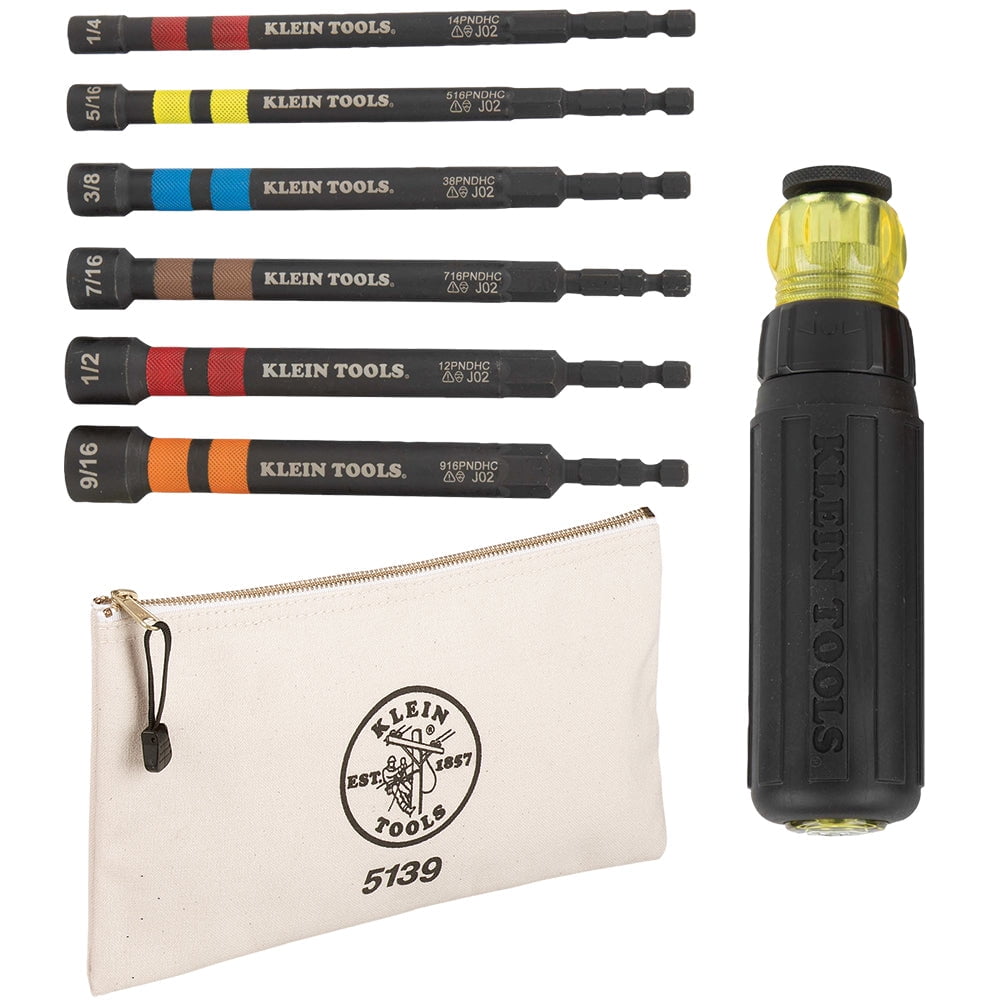 Klein Tools 80182 6-in-1 Nut Driver Set with Zipper Bag - Walmart.com