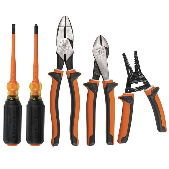 Klein Tools 1000V Insulated Tool Kit, 5-Piece Set with Pliers, Wire ...