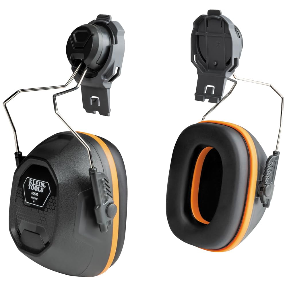 Klein Tools Full Brim Hard Hat Earmuffs, 26dB NRR, Soft Foam Ear ...