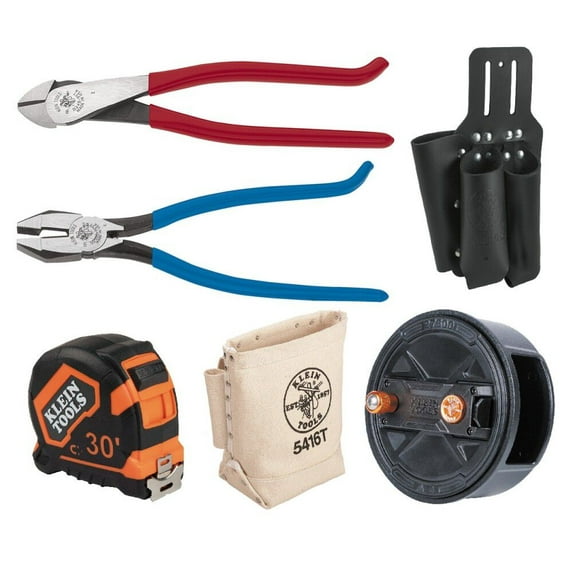 Klein Tools Pliers, Tape Measure, Tool Bag, Tie Wire Reel, Tool Holder ...