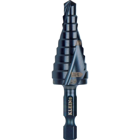 Klein Tools QRST03 Step Drill Bit, Quick Release, Spiral Flute, 1/4 to ...