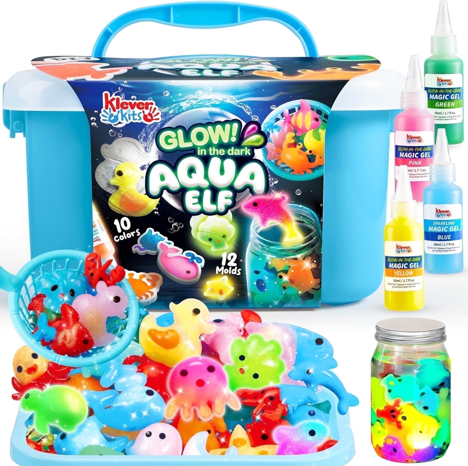 Klever Kits Magic Water Elf Toy Kit, Glow in the Dark Aqua Fairy Water ...
