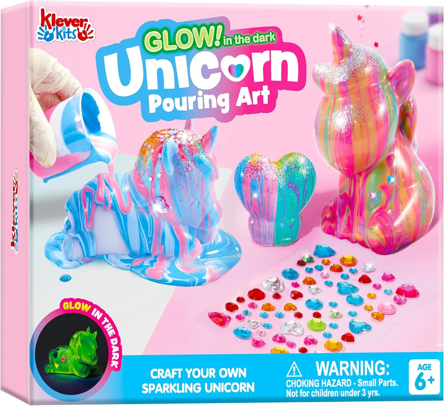 Klever Kits Glow in The Dark Unicorn Pour Painting Kit, DIY Paint ...