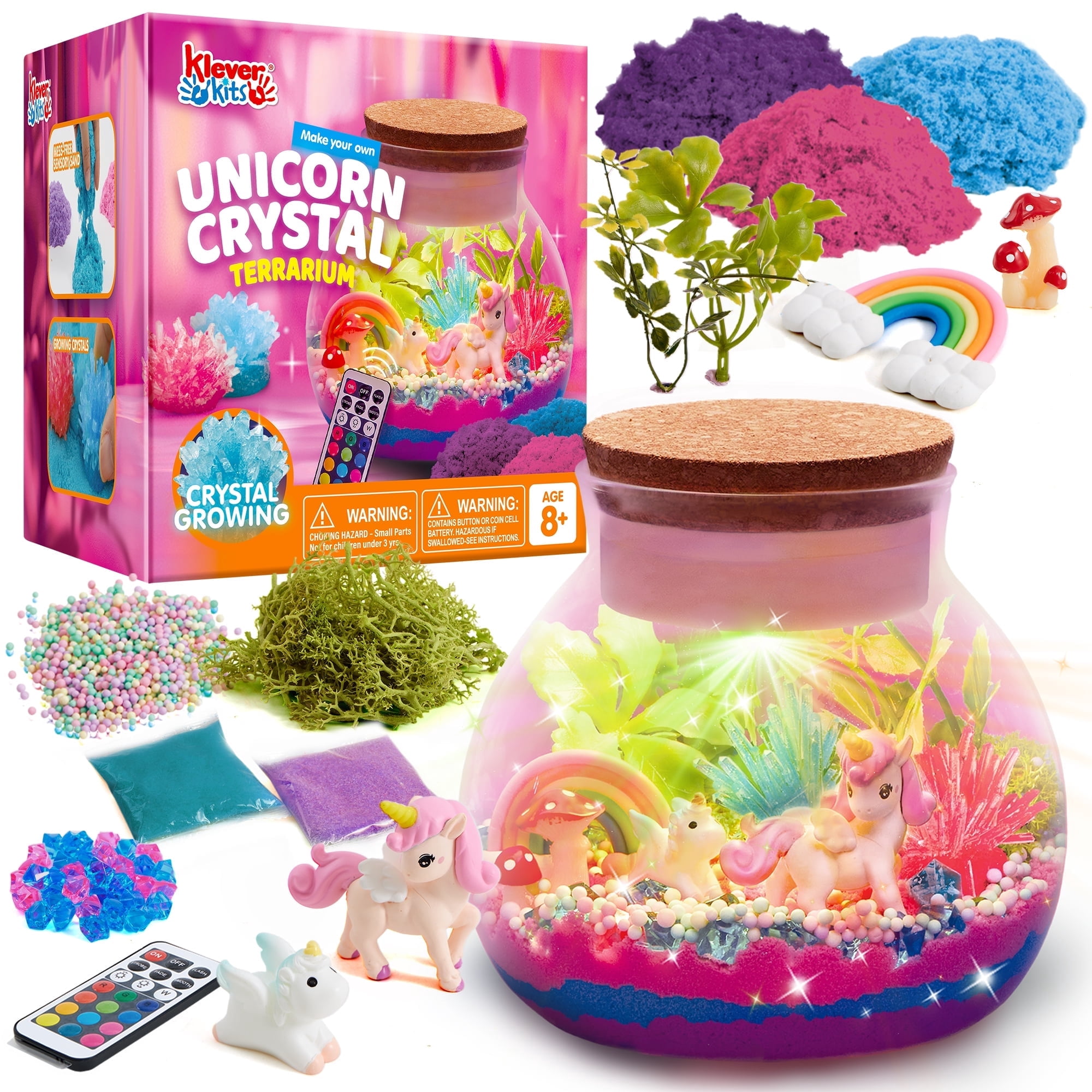 Klever Kits Unicorn Crystal Terrarium Crafts Kit for Kids with LED ...