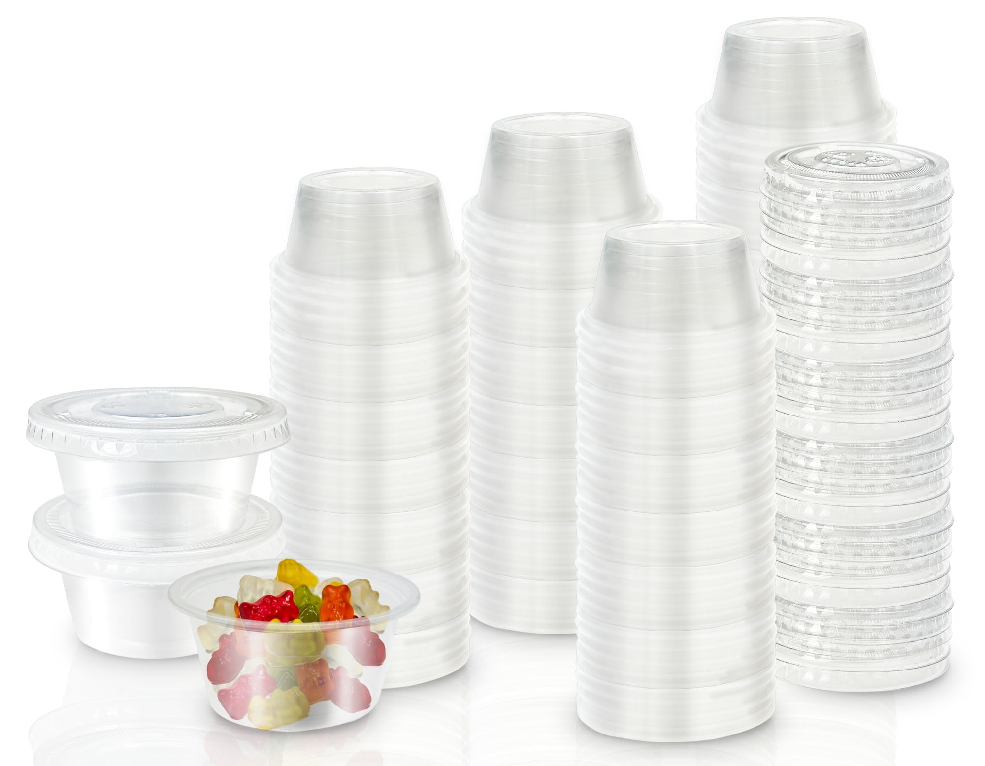 Klex 2 Oz Disposable Plastic Portion Cups with Lids for Sauce ...