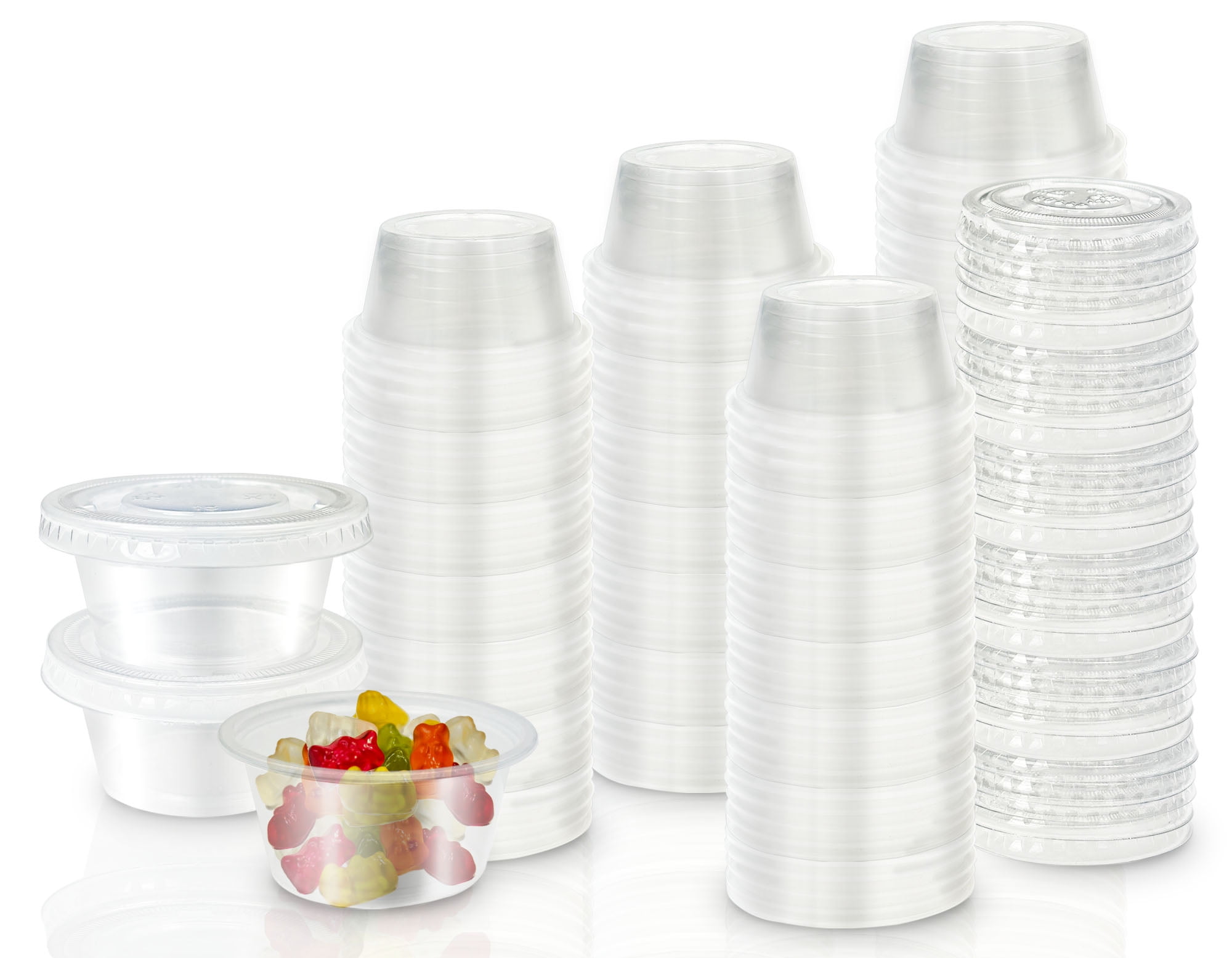 Klex 3.25 Oz Disposable Plastic Portion Cups with Lids for Sauce ...