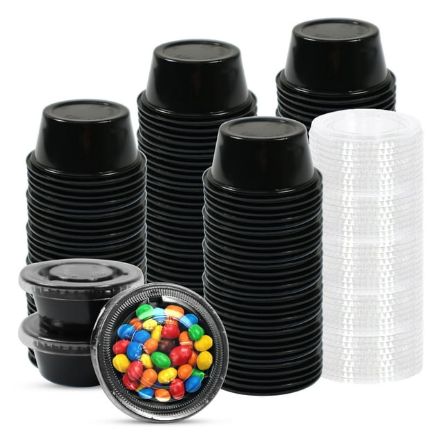 Klex 4 Oz Disposable Plastic Portion Cups with Lids for Sauce ...